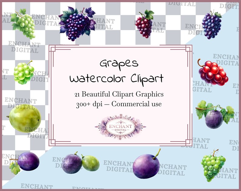 Grapes Clipart Watercolor Grapes Fruit Wine Grapes Grapevine Vineyard ...