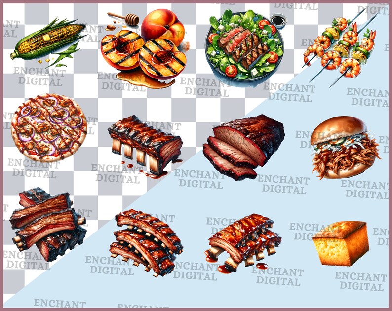 BBQ Cookout Vol 2 Clipart - Watercolor BBQ Grill Summer Food Clipart ...