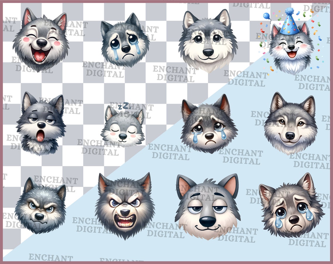 Wolf Emoji Clipart - Watercolor Gray Wolf Howling Wild Fierce Clipart ...