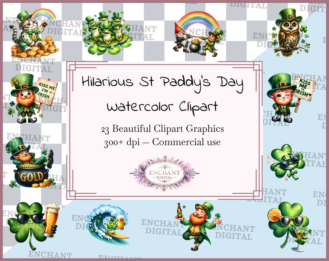 Funny St Patricks Day Clipart Vol 2 - Hilarious Watercolor Clipart ...