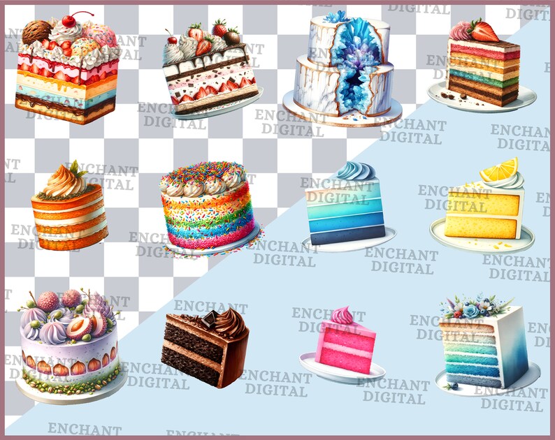 Cake Clipart - Watercolor Chocolate Ice Cream Strawberry Clipart ...