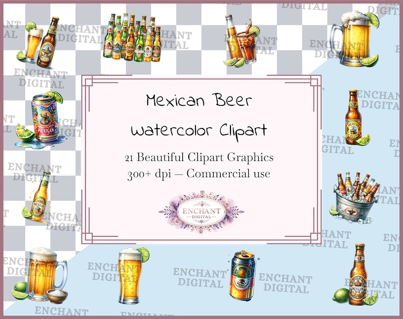 Mexican Beer Clipart - Watercolor Mexican Beer Clipart Instant Download ...