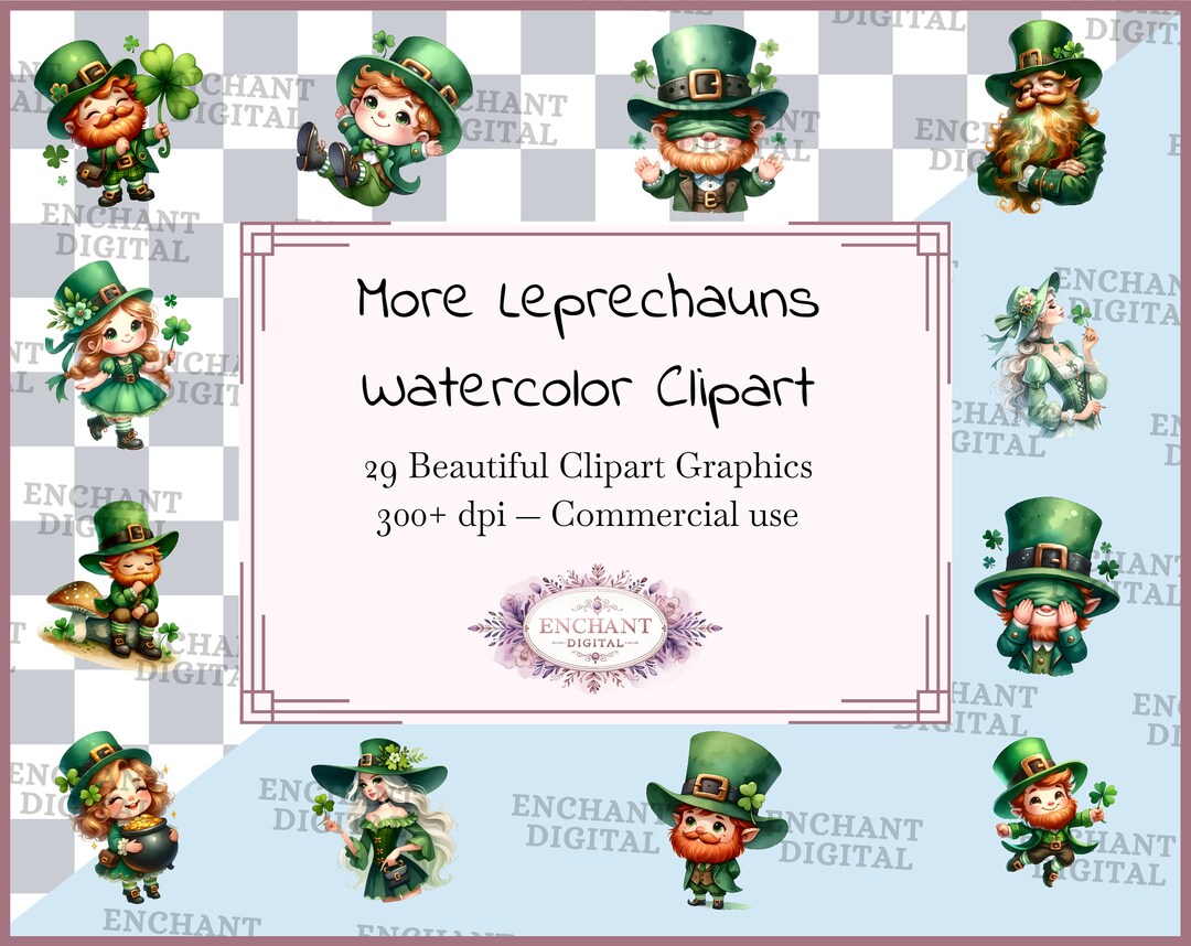 Leprechauns Vol 2 Clipart Watercolor Leprechaun Luck of the Irish ...