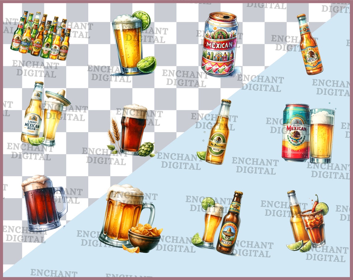 Mexican Beer Clipart - Watercolor Mexican Beer Clipart Instant Download ...
