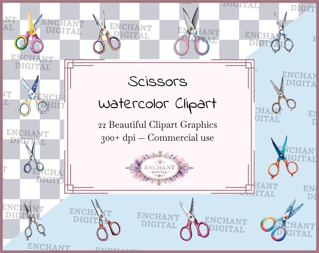 Scissors Clipart - Watercolor Classroom Scissors School Cute Clipart ...