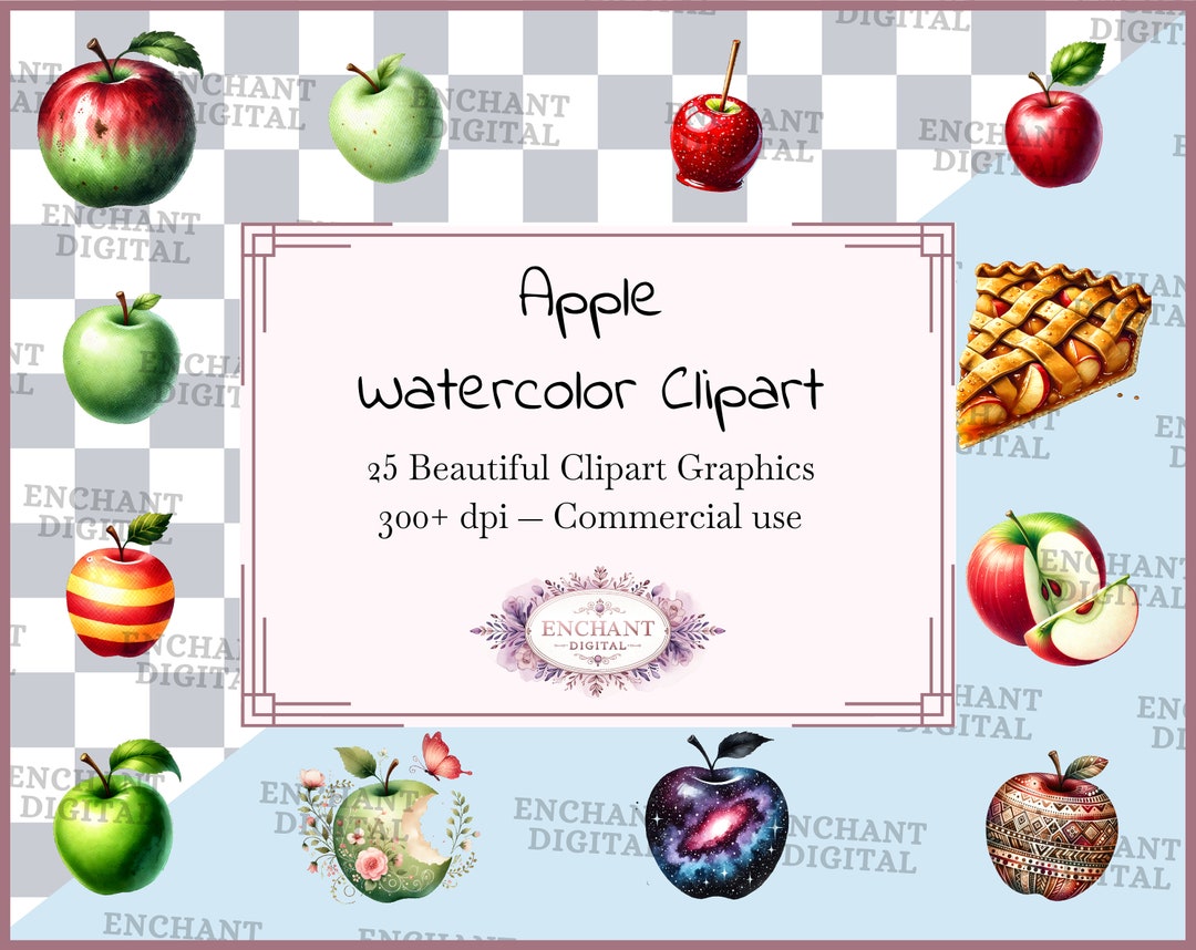 Apple Clipart - Watercolor Red Apple Fall Harvest Fruit Clipart Instant ...