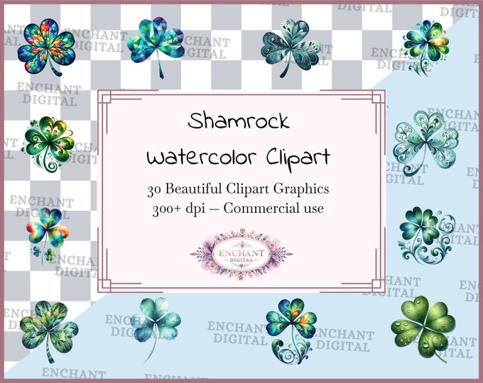 Shamrocks and Clover Clipart: St. Patricks Day Graphics. 19 Elements in ...