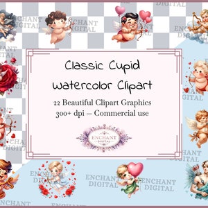 Classic Cupid Clipart Watercolor Cupid Clipart Instant Download PNG ...