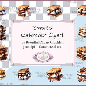 Smores Clipart Watercolor Clipart Campfire S'mores Toasted Marshmellow ...