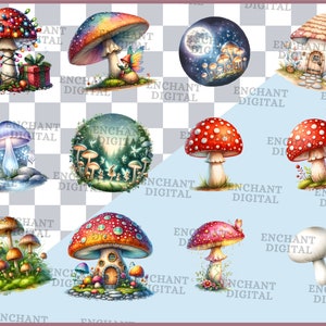 Fantasy Mushrooms Clipart - Watercolor Cottagecore Mushroom Cozy Magic ...