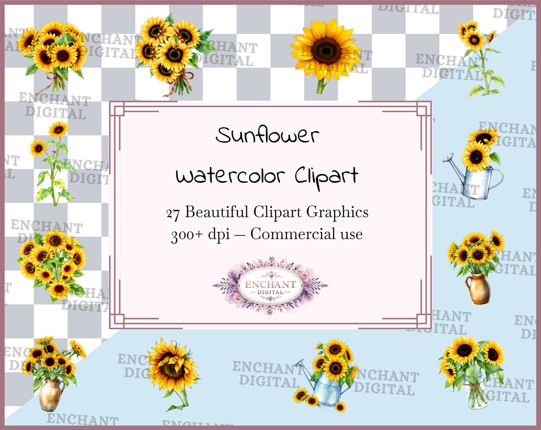 Sunflower Clipart - Watercolor Floral Art Sunflower Summer Garden ...