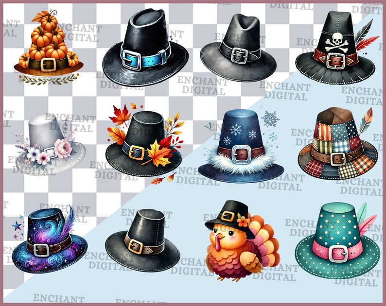 Pilgrim's Hat Clipart - Watercolor Buckle Thanksgiving Colonial Era Hat ...
