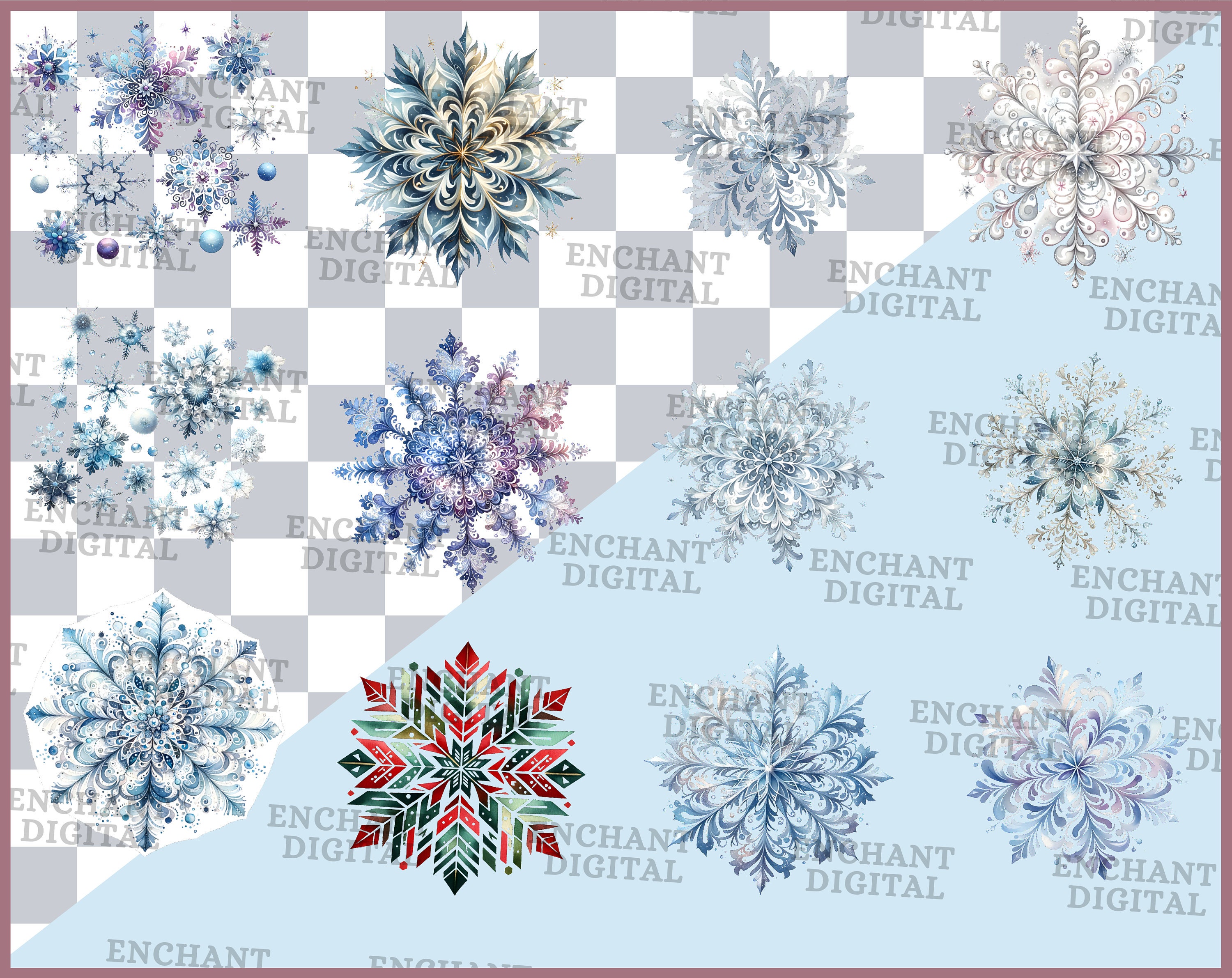 Winter Snowflakes Clipart - Watercolor Snowflake Clipart Instant ...
