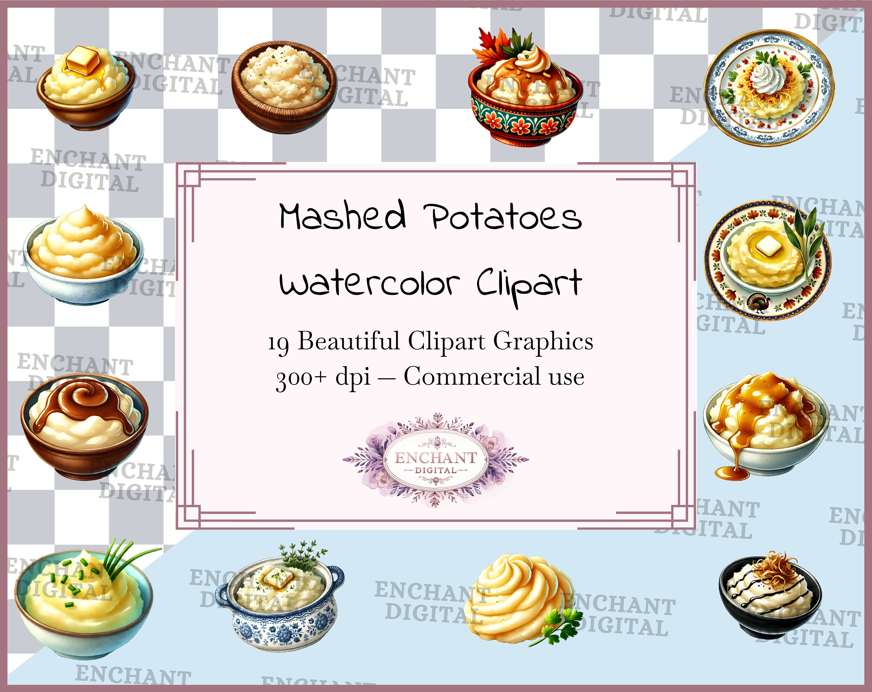 Mashed Potatoes Clipart - Watercolor Potato Mash Thanksgiving Comfort ...