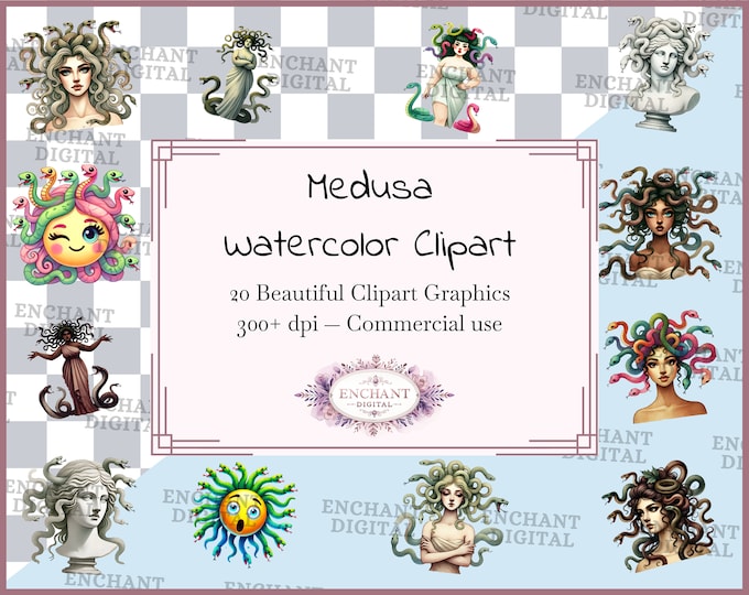 12 Gorgoneion Amulet Clipart, Medusa Illustration, Ancient Greek ...