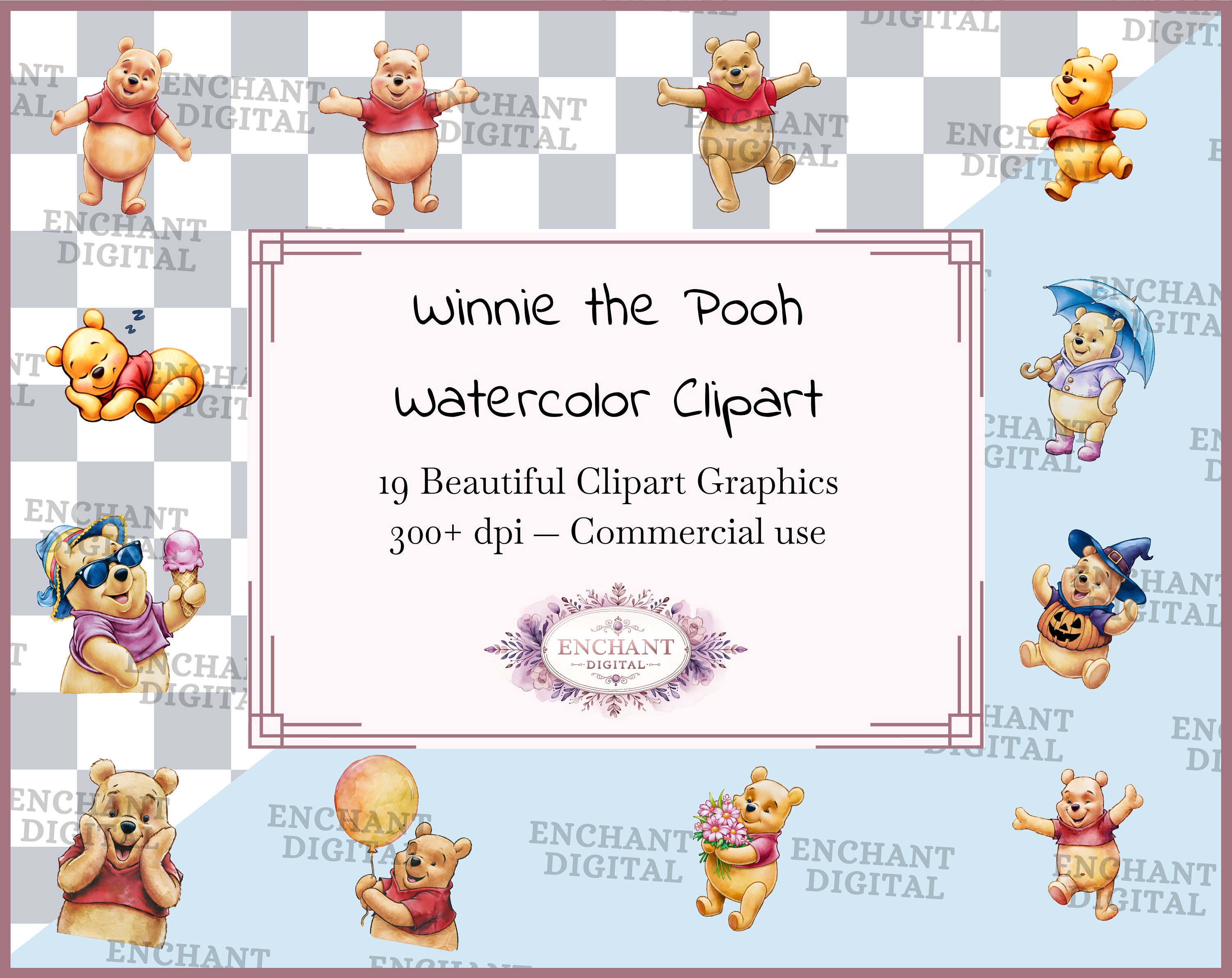 Winnie the Pooh Clipart - Watercolor Pooh and Piglet Disney Clipart ...