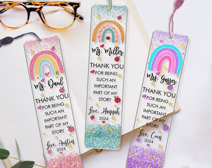 Personalized Teacher Bookmark Gift, Teacher Appreciation, Thank You ...