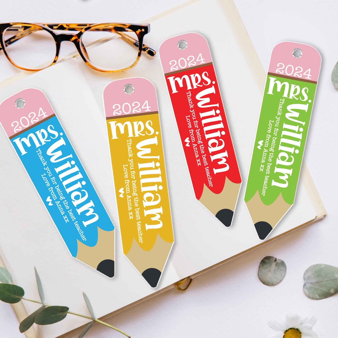 Teacher Appreciation Gift, Personalized Pencil Bookmark, Custom Teacher ...