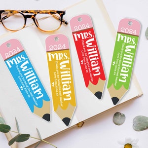 Teacher Appreciation Gift, Personalized Pencil Bookmark, Custom Teacher ...