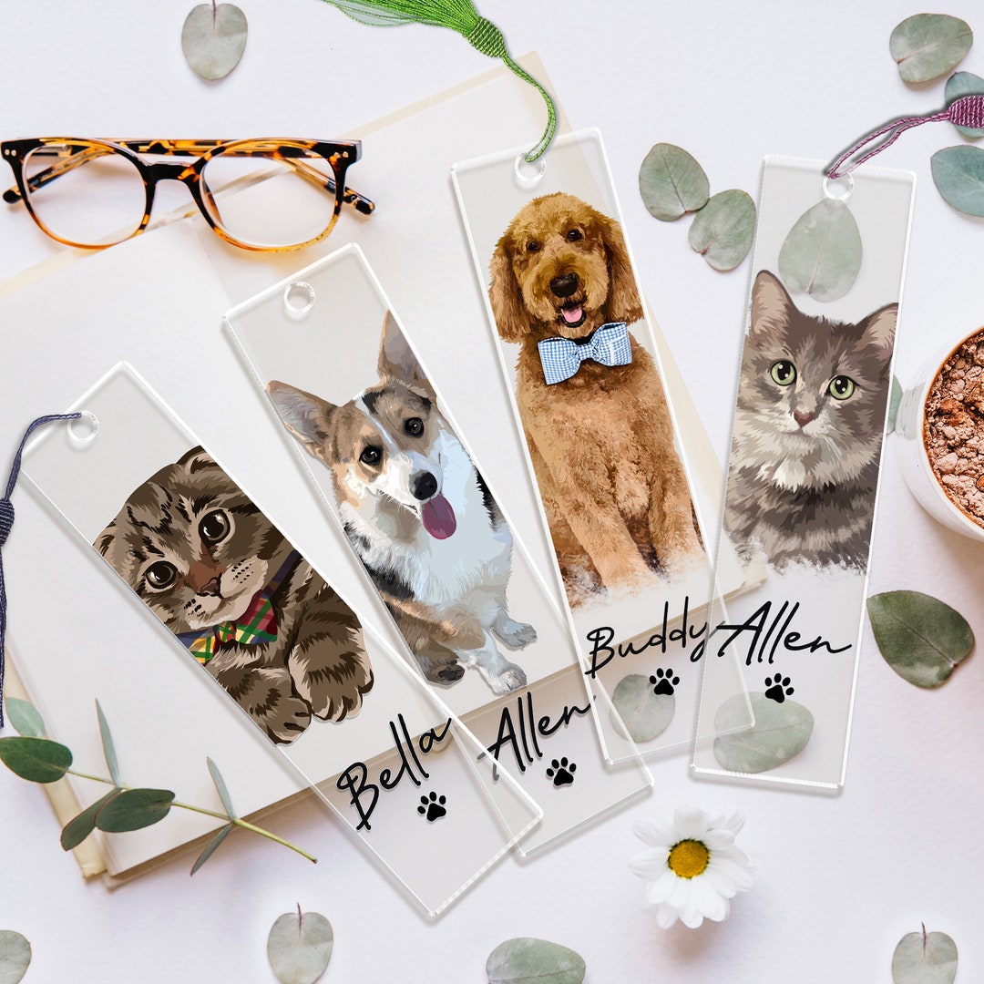 Personalized Portrait Bookmark for Dog Mom, Custom Pet Photo Bookmark ...