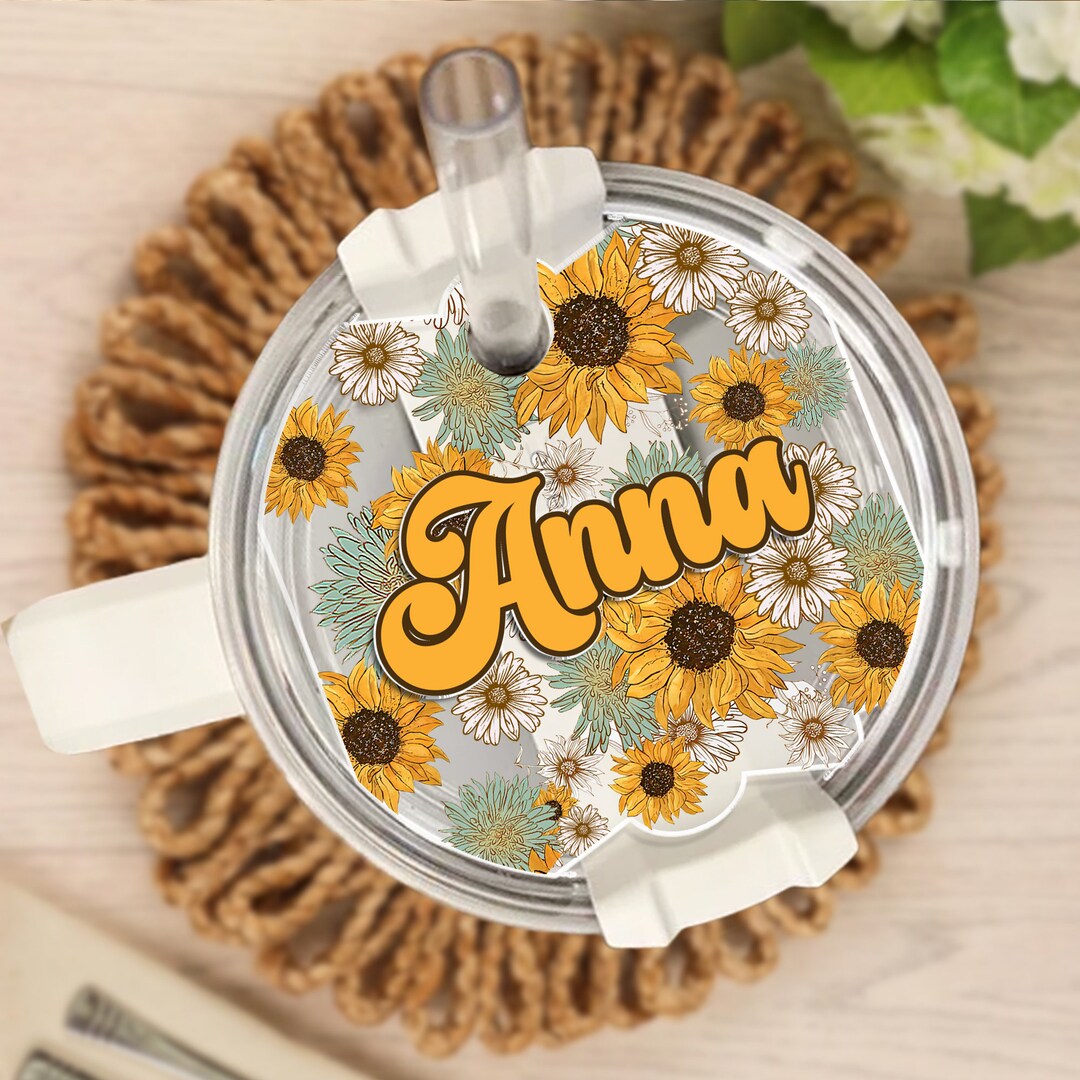 Personalized Sunflower Tumbler Name Tag, 30oz 40oz Tumbler Quencher ...