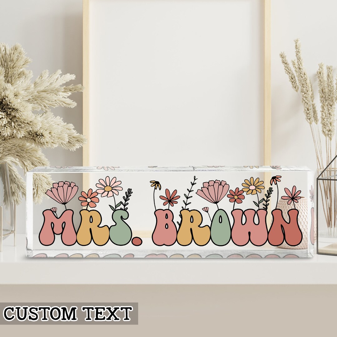 Personalized Teacher Desk Sign, Custom Teacher Acrylic Block, Teacher ...
