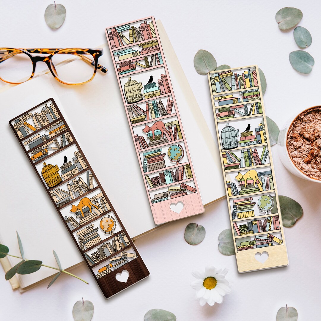 Bookshelf Bookmark, Cat Bookshelf Bookmark, Acrylic Bookmark Gift for ...