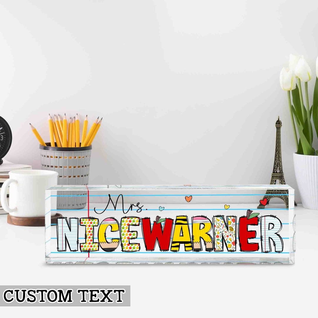 Personalized Teacher Name Block, Alphabet Teacher Desk Sign Gifts ...