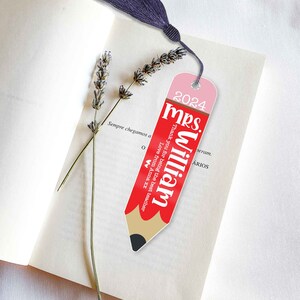 Teacher Appreciation Gift, Personalized Pencil Bookmark, Custom Teacher ...