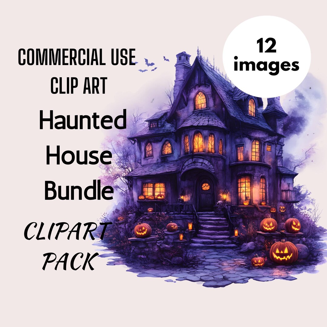 Haunted House Clipart Bundle TWELVE IMAGES Commercial Use Transparent ...