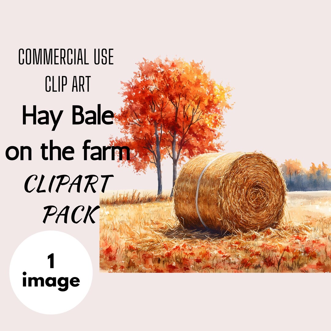 Hay Bale Farm Clipart Graphic SINGLE IMAGE Commercial Use Transparent ...