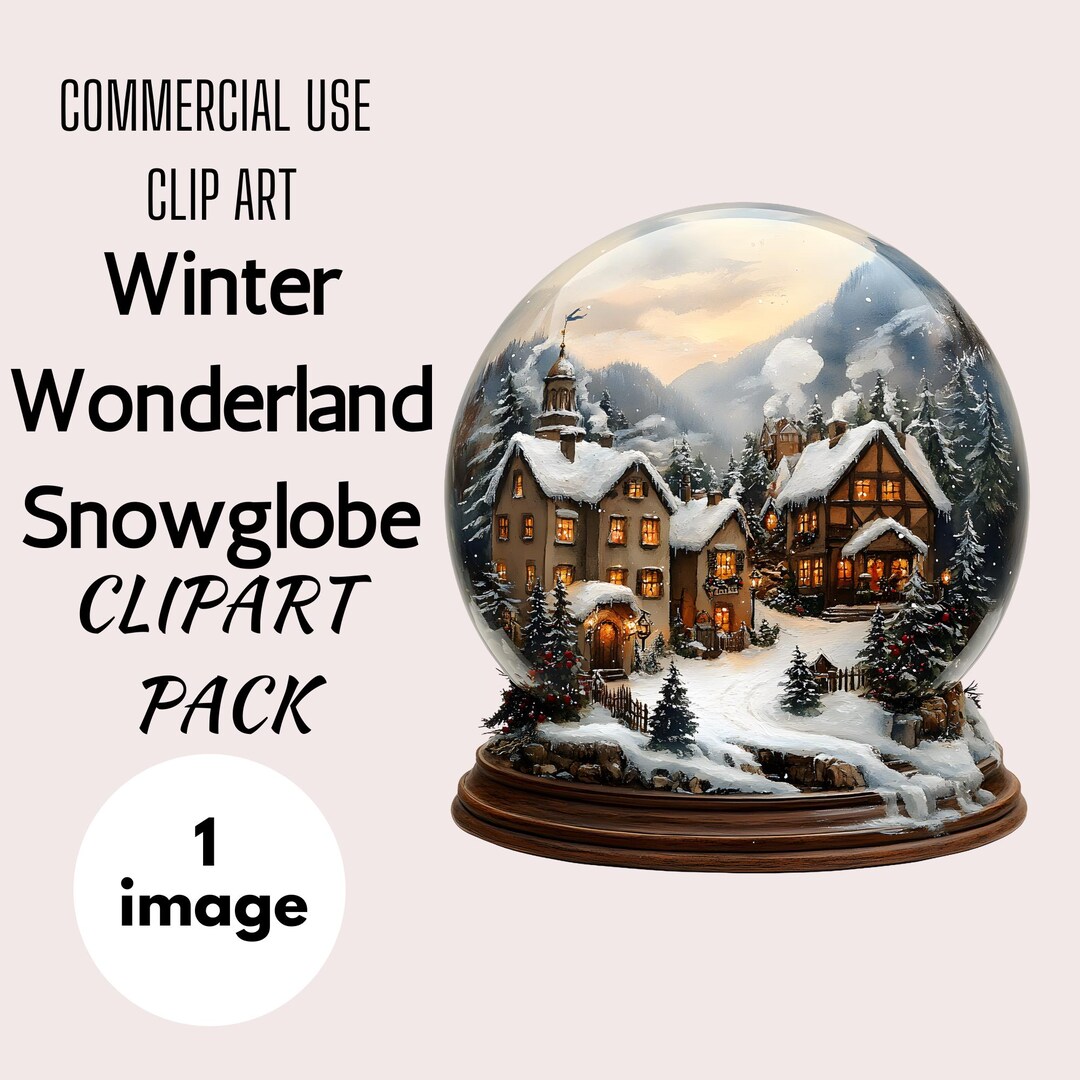 Winter Wonderland Snow Globe Clipart Graphic SINGLE IMAGE Commercial ...