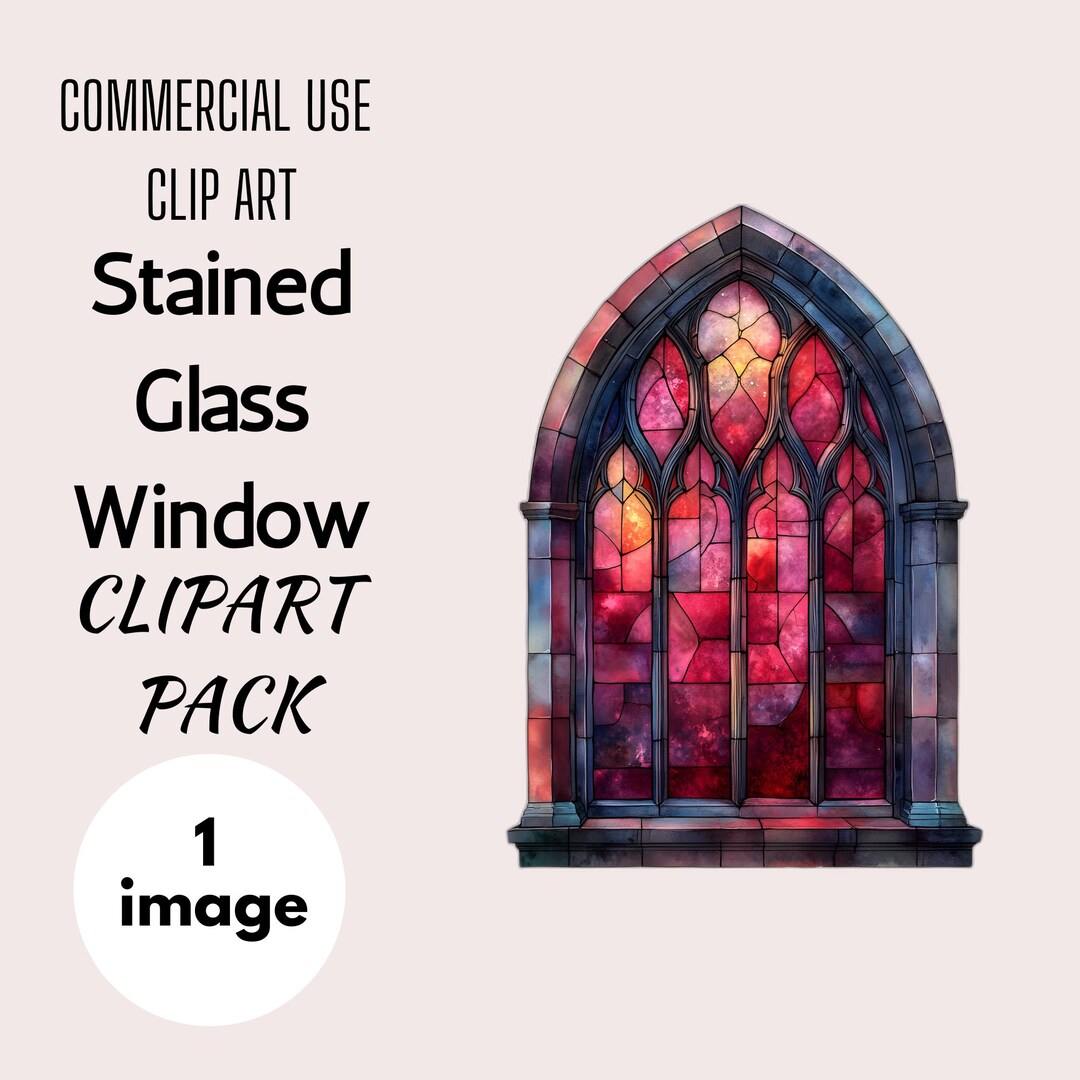 Stained Glass Window Clipart Graphic | SINGLE IMAGE | Commercial Use ...