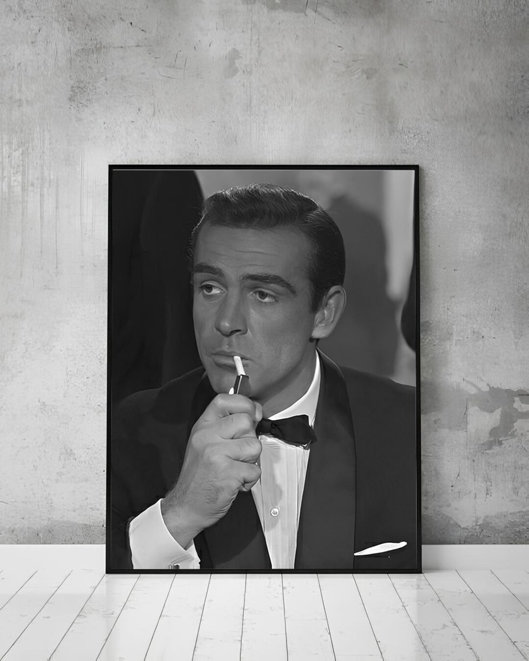 Sean Connery James Bond Poster, Vintage Movie Poster, Black and White ...