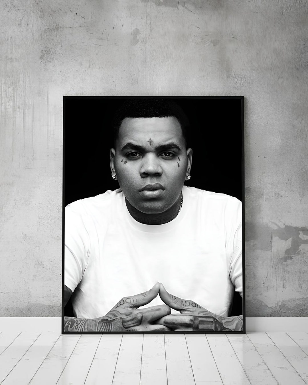 Kevin Gates Poster, American Rapper Wall Art, Black and White, Kevin ...