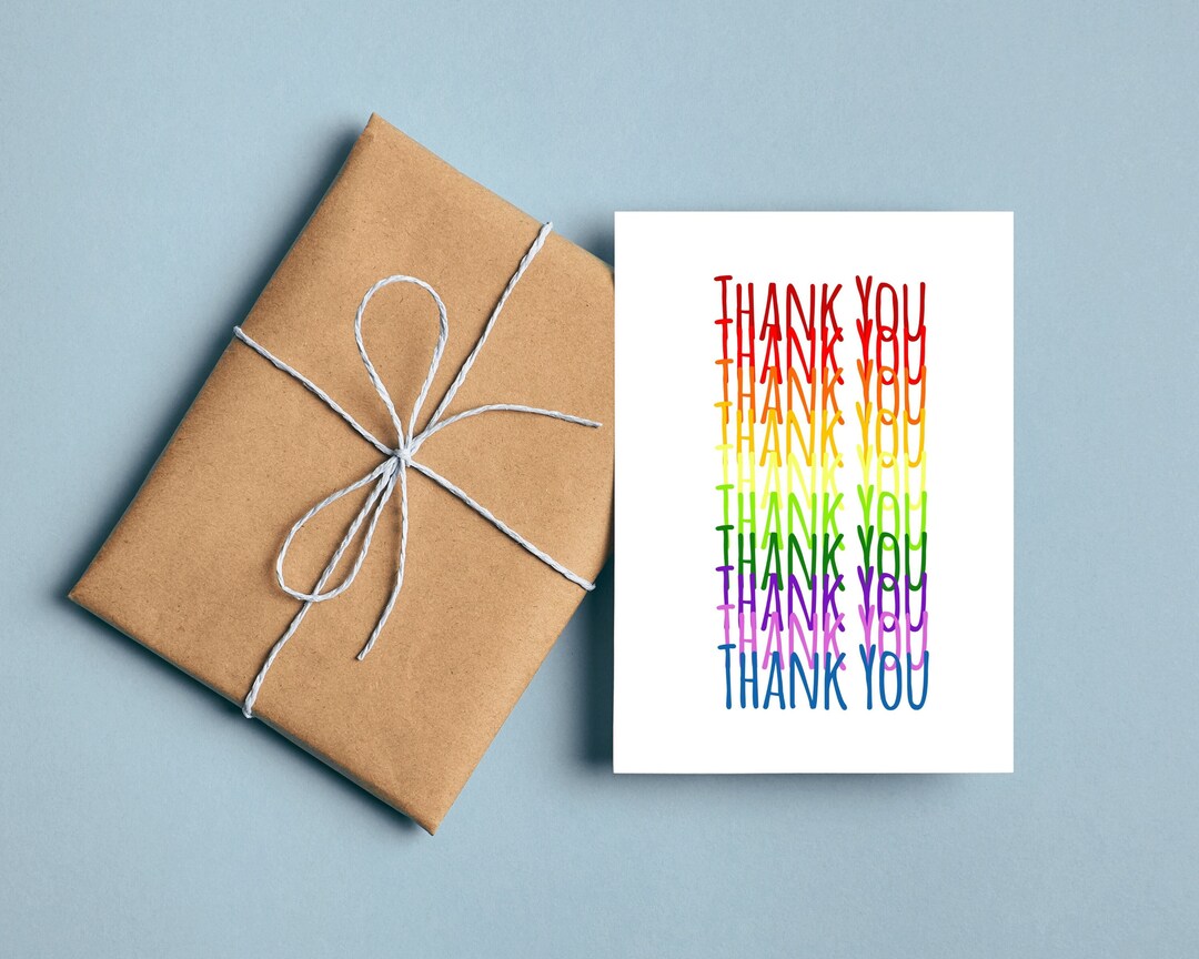 Rainbow Thank You Card, Digital Thank You Card, Digital Card Template ...