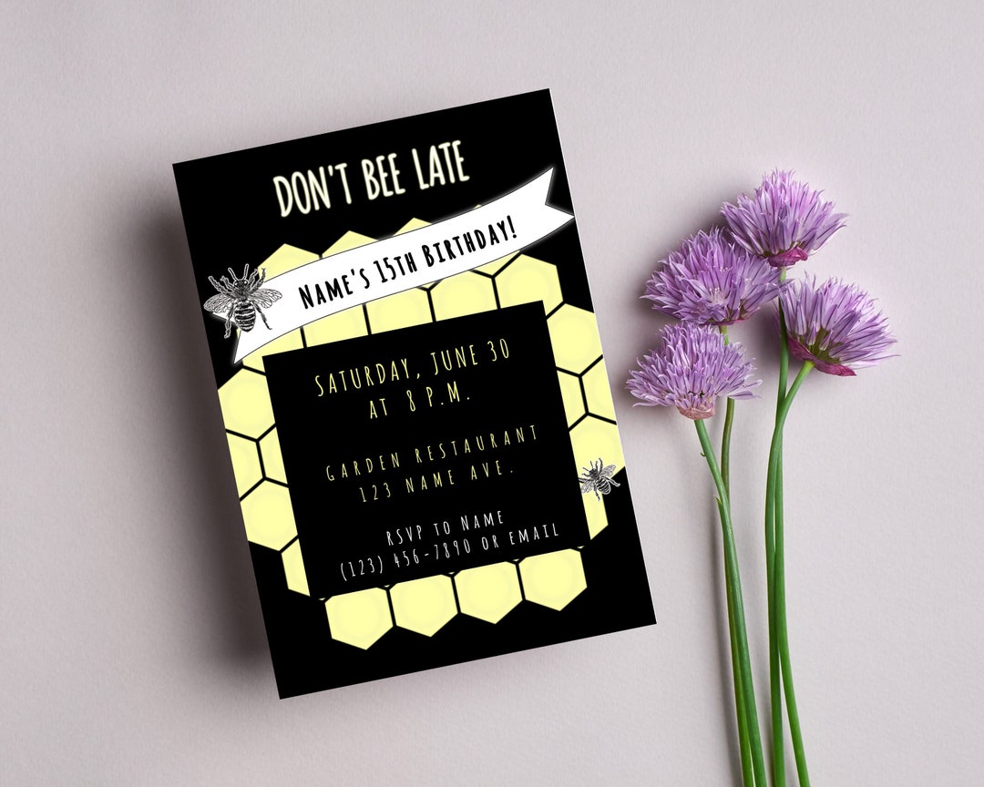 Editable Birthday Party Invitation, Birthday Invitation, Bee, Digital ...