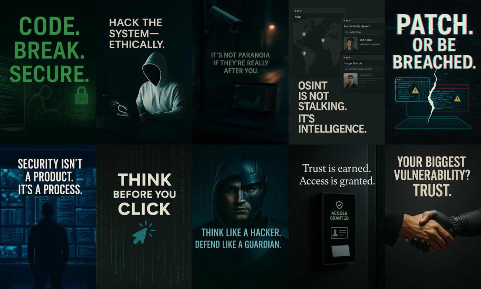 Cybersecurity Motivational Posters – Set of 10 | Hacker Ethics, OSINT ...