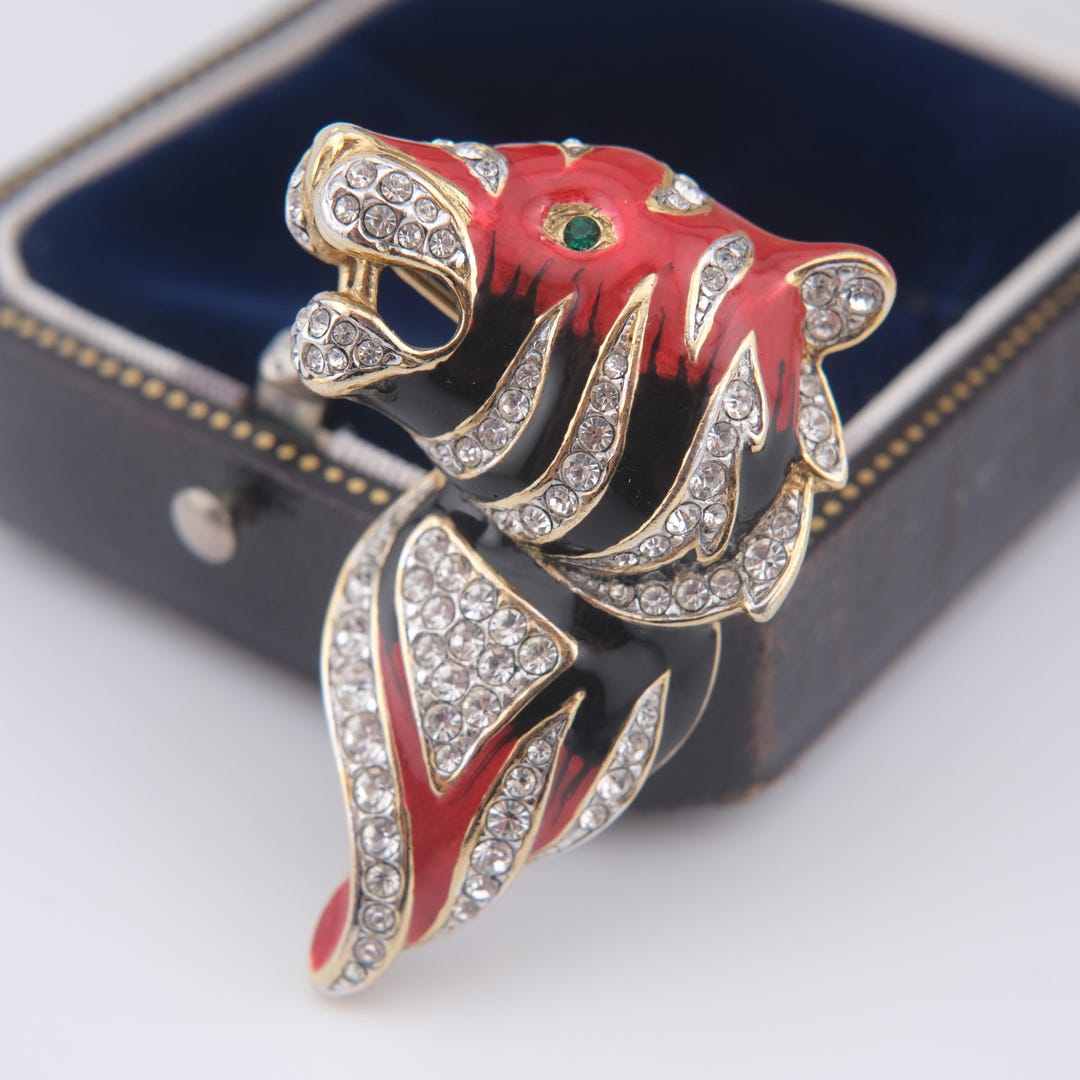 Vintage Attwood and Sawyer (A&S) Tiger's Head Brooch - Etsy