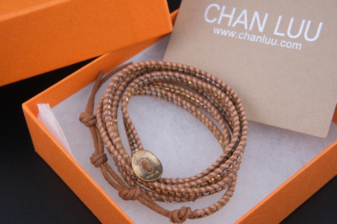 Chan Luu Denali Silver and Gold Tone Bead & Brown Leather Wrap Bracelet, Marked 925 Sterling - Etsy