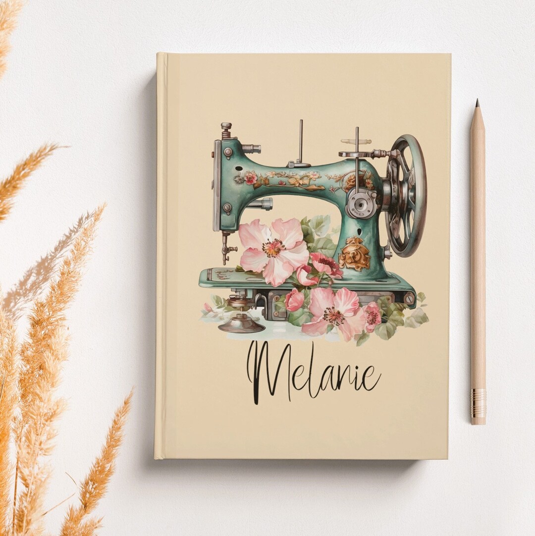 Blank Vintage Sewing Machine Notebook, Custom Personalized Journal for ...