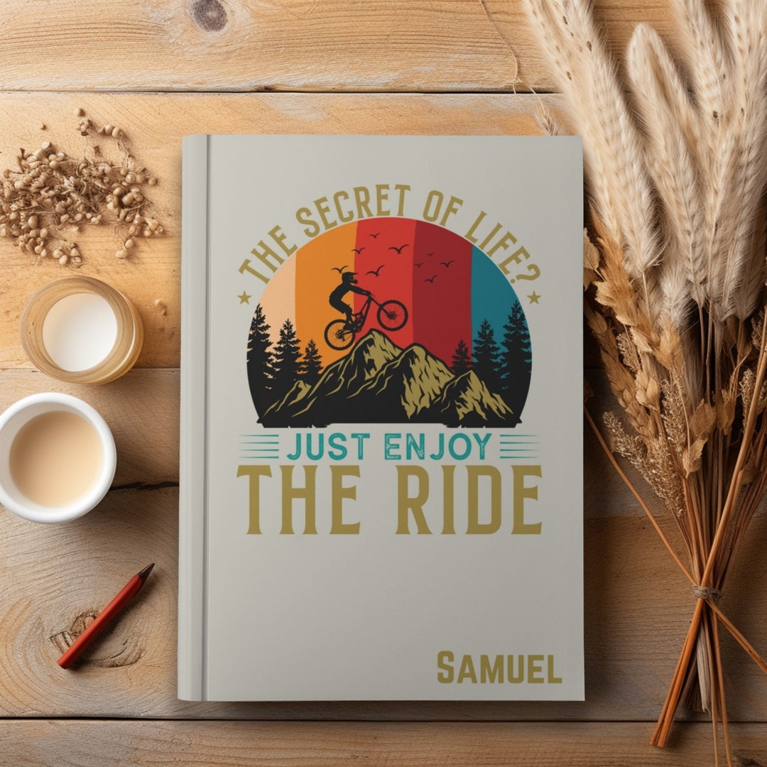 Custom Name Mountain Bike Blank Notebook, Gift for Cyclist, Bike Lover ...