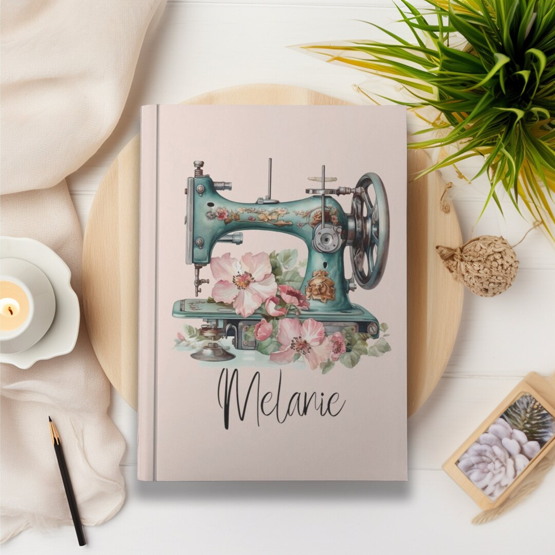 Personalized Journal With Vintage Sewing Machine, Custom Notebook for ...