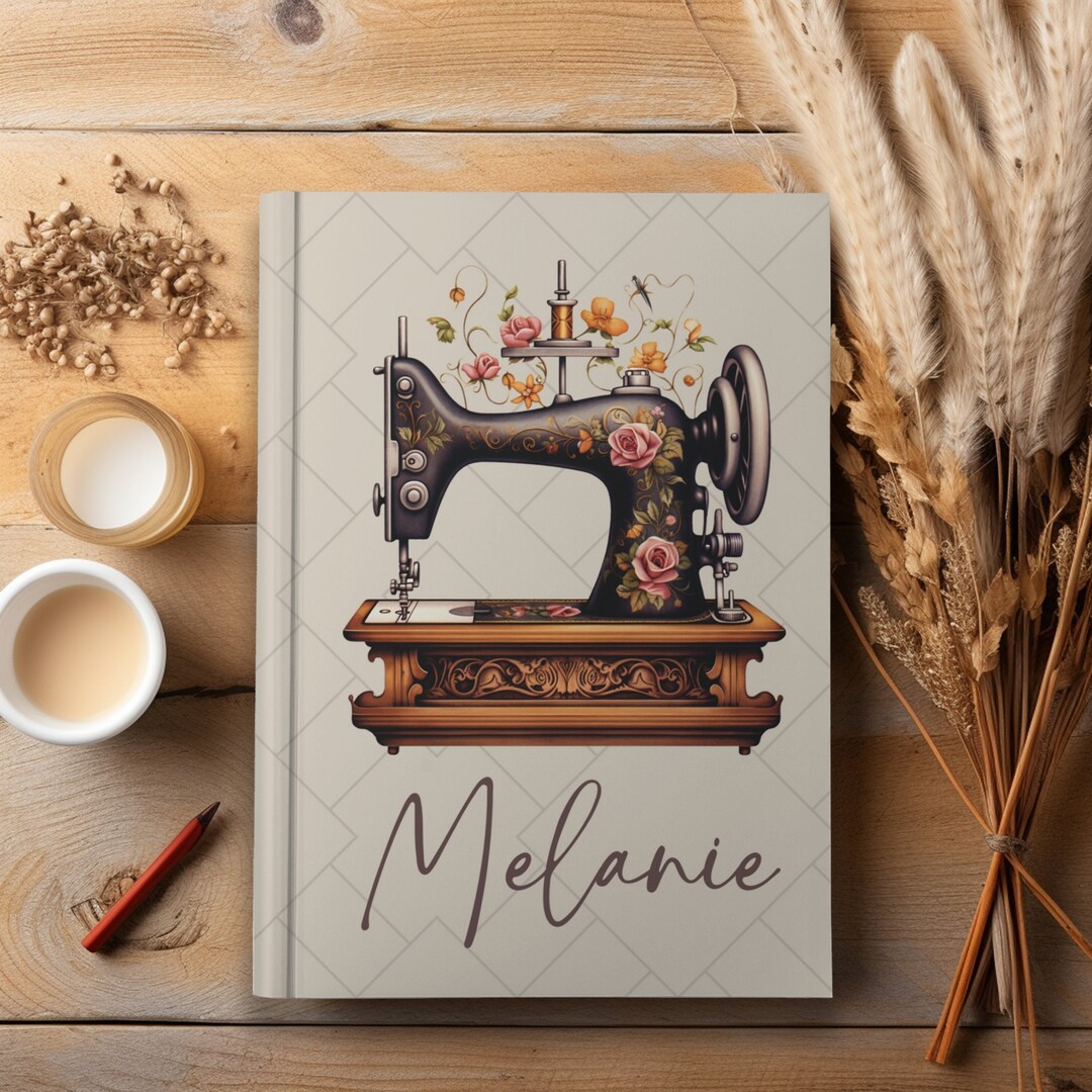 Personalized Journal With Vintage Sewing Machine, Custom Notebook for ...