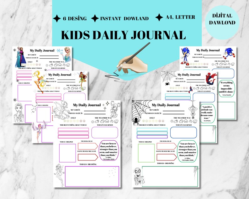 Kids Daily Journal Printable I Kids Activity Drawing Page I Journal for ...