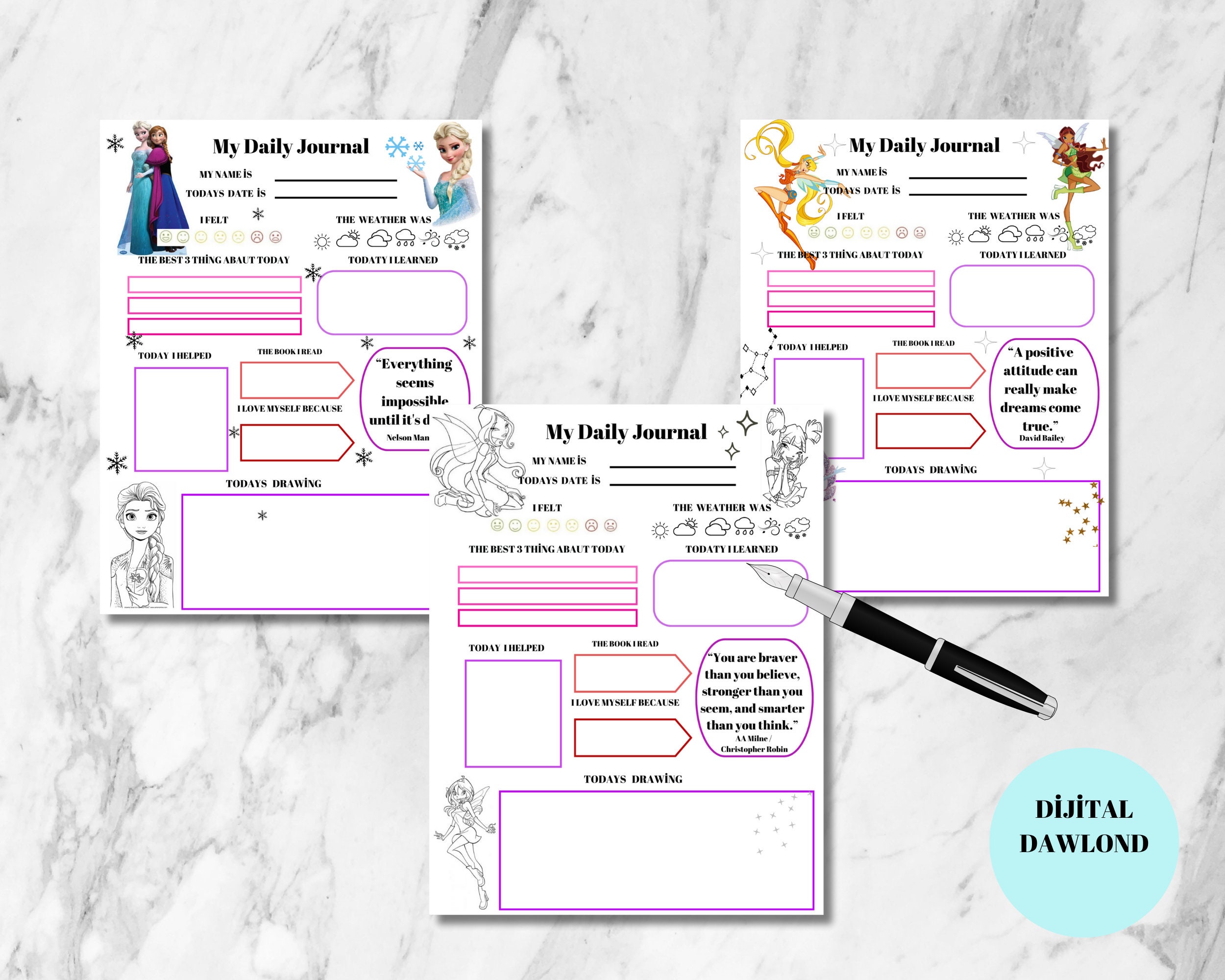 Kids Daily Journal Printable I Kids Activity Drawing Page I Journal for ...