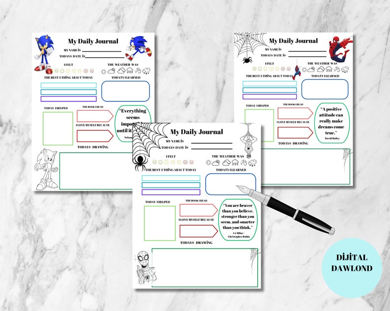 Kids Daily Journal Printable I Kids Activity Drawing Page I Journal for ...