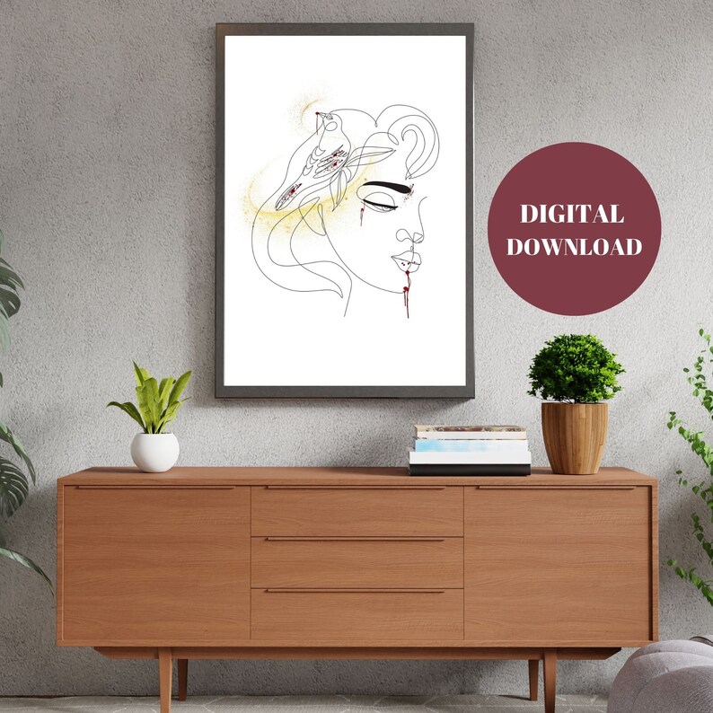 3 Wall Paintings, Bleeding Beauty Wall Art, Blood Themed Woman Wall Art ...