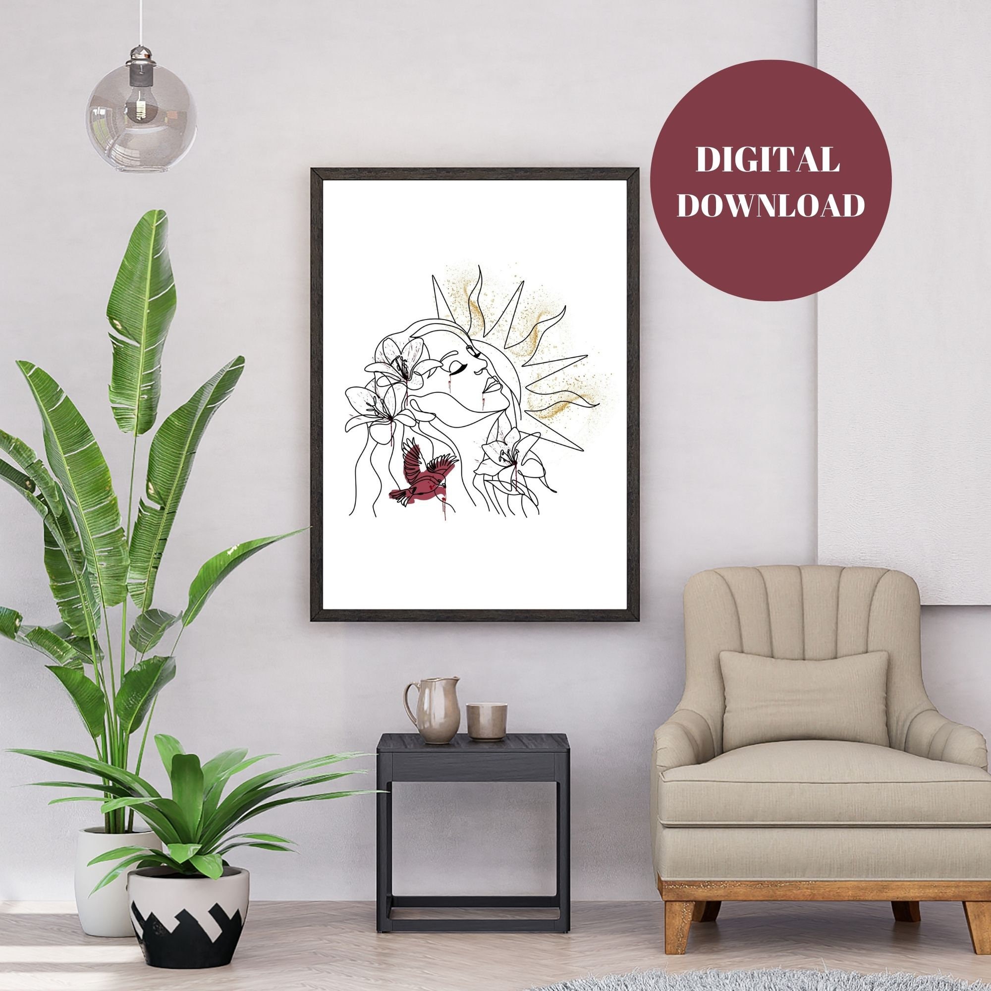 3 Wall Paintings, Bleeding Beauty Wall Art, Blood Themed Woman Wall Art ...