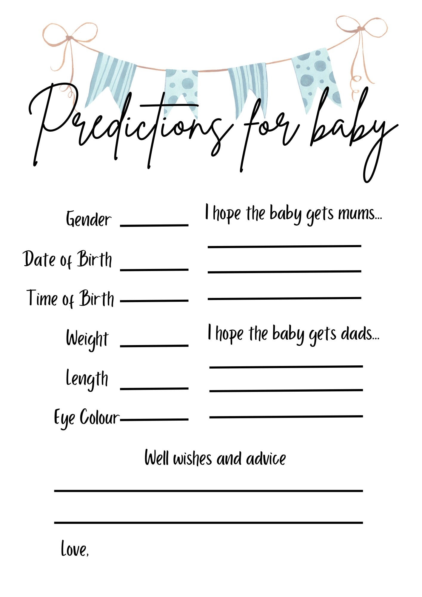 Printable Baby Shower Games - Bunting - Etsy